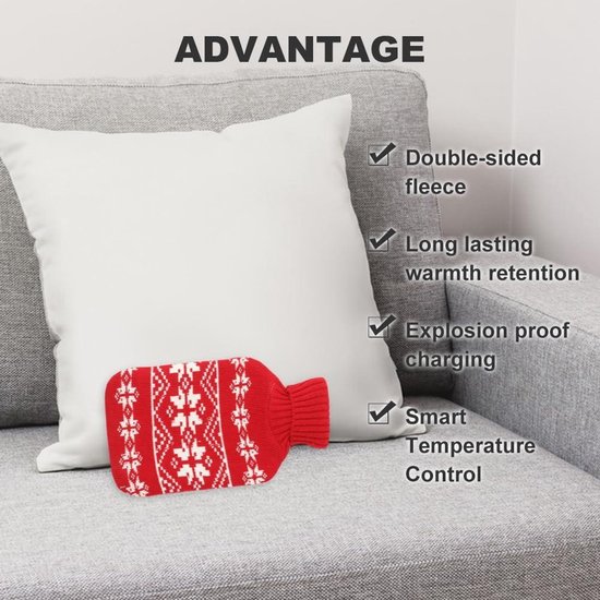 Warmwaterkruik met gebreide hoes voor pijnverlichting en Kerstmis - 1 ...