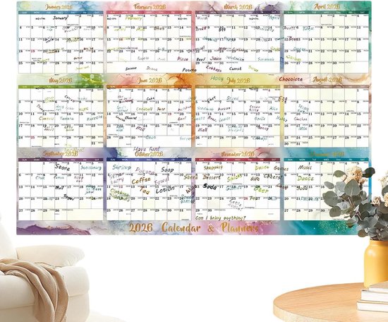 Wandkalender 2026 - Jaarplanner Gelamineerd - Planning Thuis - Droog ...