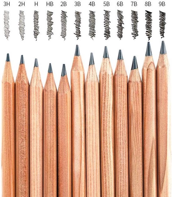 Professionele Tekenpotloden Set - 12 Stuks Houten Potloden voor ...