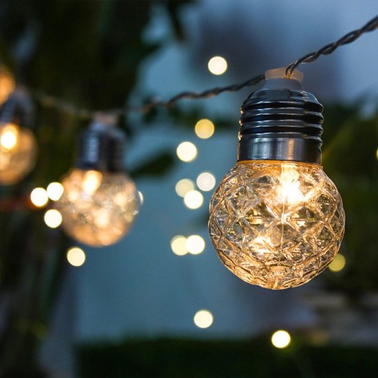 Solar lichtsnoer buiten 'Diamond' - 10 lampen - Solar tuinverlichting ...