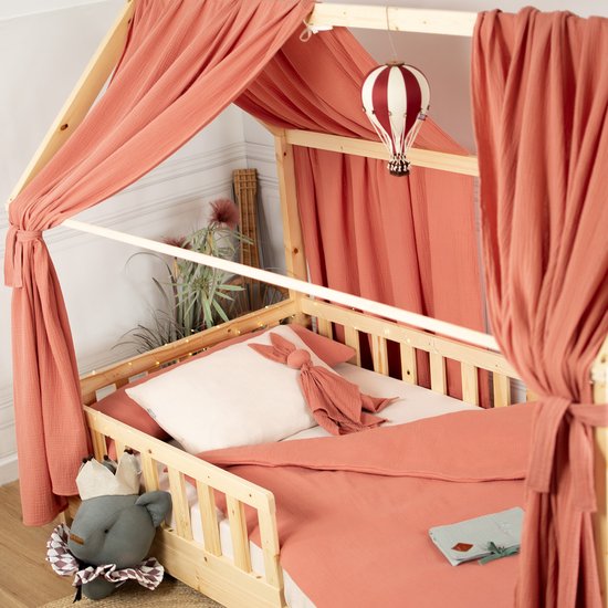 Sevira Kids - Baby dekbedovertrek van katoen gaas - Terracotta 100x140 ...