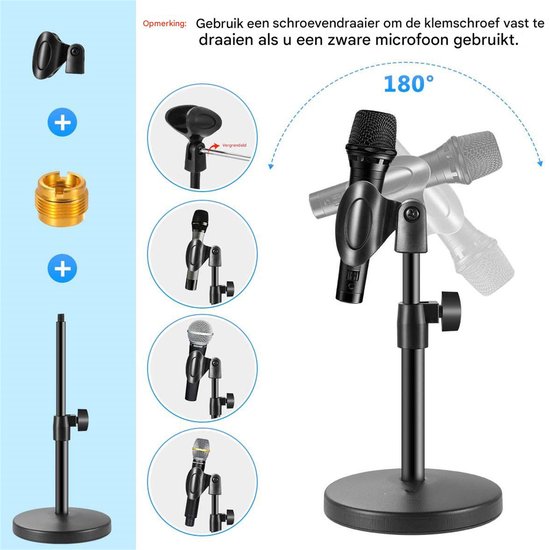 3-in-1 Microfoonstandaard - Verstelbaar Tafelstatief - Inclusief ...