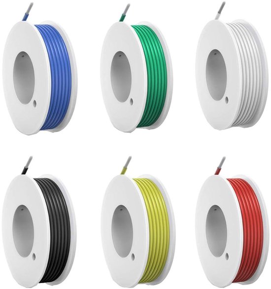 Allecto Plus - Elektrische draadkit 28 AWG flexibele siliconen draad - 6 kleuren spoel... | bol