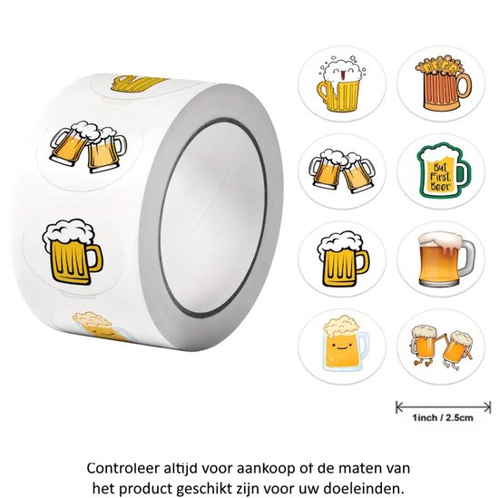 Rol met 500 Bier stickers - 2.5 cm diameter - Beer - Bierpul - Pils ...