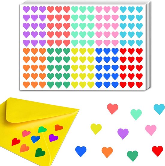 Allecto Plus - 3000 Stuks 12mm Gekleurde Hartstickers Zelfklevende Etiketten - 10... | bol