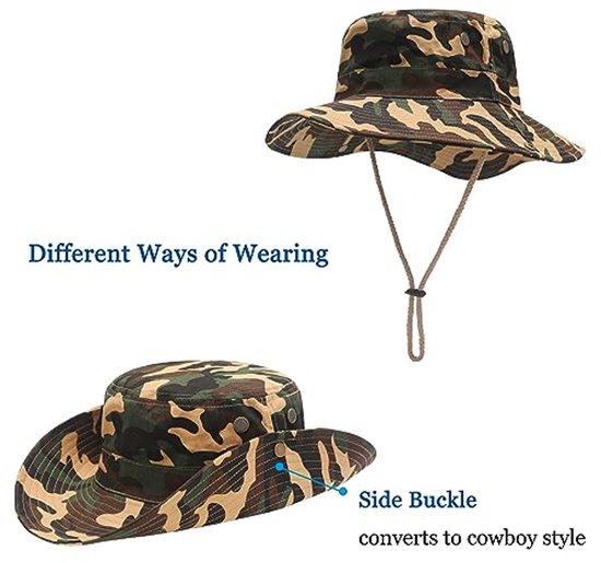 Heren Camouflage zonnehoed safari hoed mesh outdoor hoed boonie hoed, 8 ...