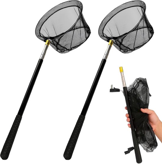 , visnet, 2 stuks, schepnet voor vissen, telescopisch, uittrekbaar van ...