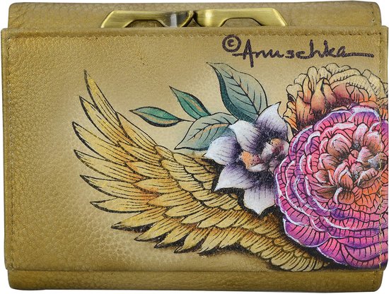 Anuschka French Wallet, handbeschilderde leren damesportemonnee met klep en... | bol