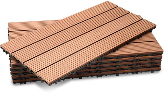 Terrastegels WPC Vlondertegels - 12 Stuks - 30 x 60 cm 2 m² - WPC Composiet Kunststof... | bol