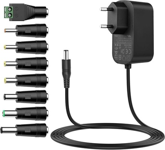 Universele Voeding 12V 3A - Inclusief 8 DC-stekkers - Voor Ledstrip en ...