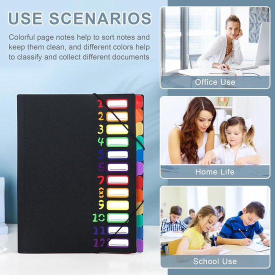 Allecto Plus - Waaiermap A4 met 12 vakken in zwart voor school en ...