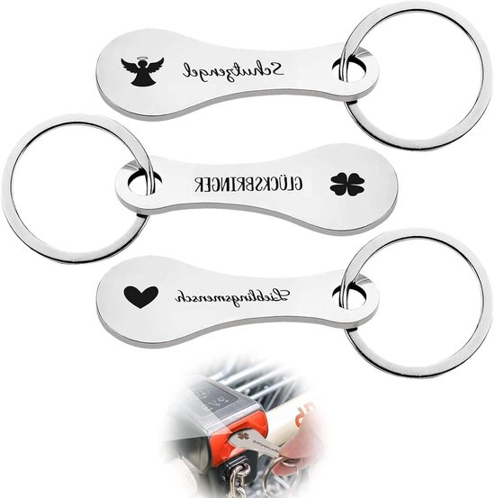 Allecto Plus - Metalen Winkelwagenopener - 3 stuks - RVS Sleutelhanger ...