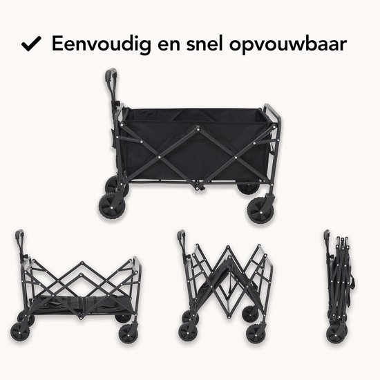 Bolderkar - Opvouwbaar - Draagkracht 100KG - Zwart | bol