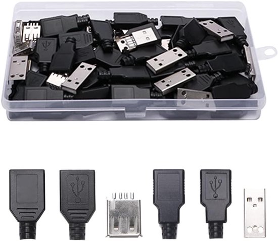 12 Sets USB 2.0 Type A Connector - Plastic Casing - USB Type A 4-Pin ...