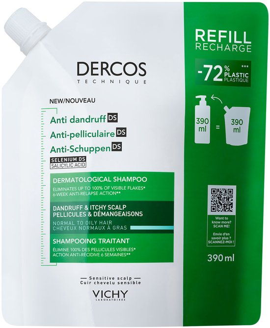 Vichy Dercos Anti-Roos DS Shampoo Navulling - Voor normaal tot vet haar ...