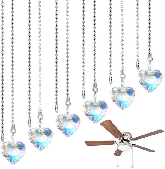 Pack of 8 Ceiling Fan Chain Handles Glass Fan Chain Silver Fan Chain ...