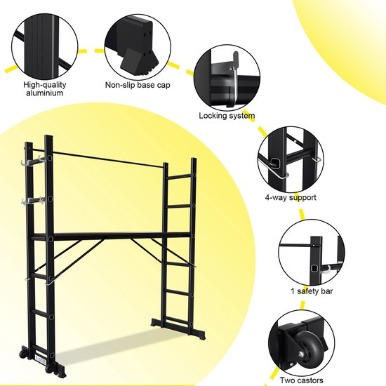 Multifunctionele Kamersteiger,Ladder,Werkhoogte 2.76 meter, zwart | bol