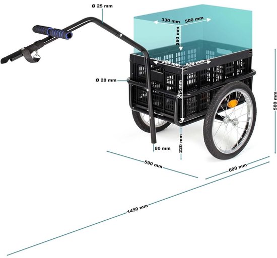 Fietskar Bagage - Fietsaanhanger - Aanhangwagen Fiets - L | bol