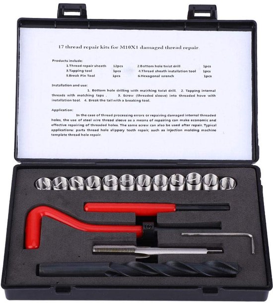 17Pcs Wire Repair Kit - RVS Zelftappende Draad Invoegen - Twist Drill ...