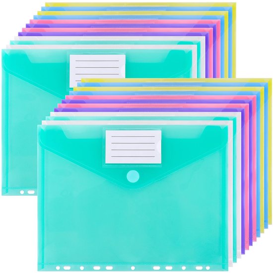 JIANTA 24-delige A4 documentenmap, 6 kleuren, documentenmap met 11 ...