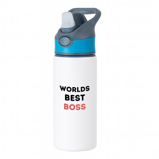 Hacebo® - worlds best boss waterfles met rietje blauw - Baas - de beste ...