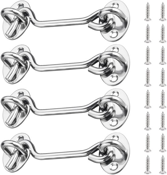 4 Zware haak oog deurvergrendeling, haak sloten, roestvrij stalen poort ...