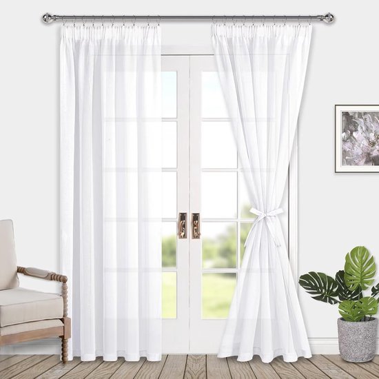 Gordijn - 2 stuk - transparant - 225*140cm - wit | bol