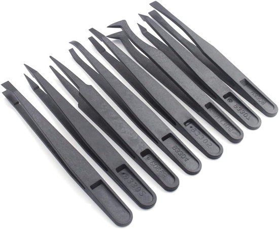 Plastic tang set - 8-delige anti-statische pincetten precisie ...