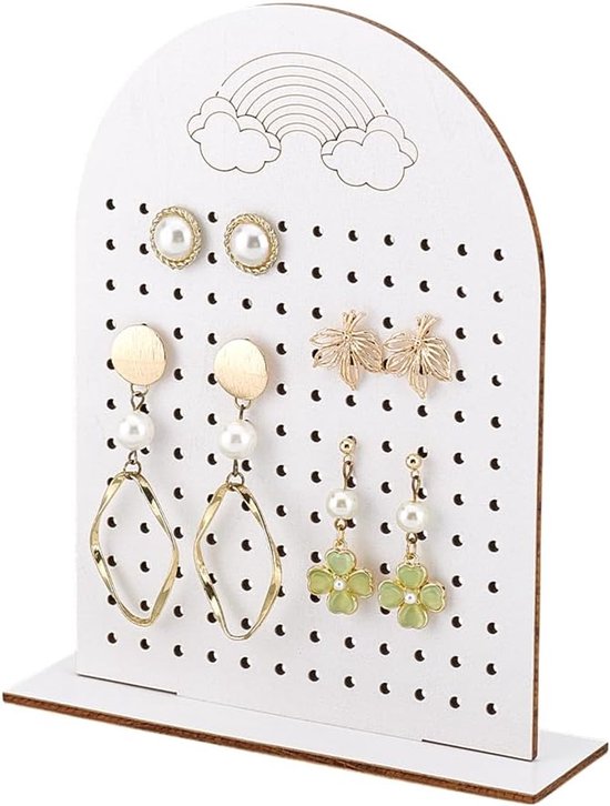 Houten Earring Display Stand - 144 Holes - Pegboard Display - White ...