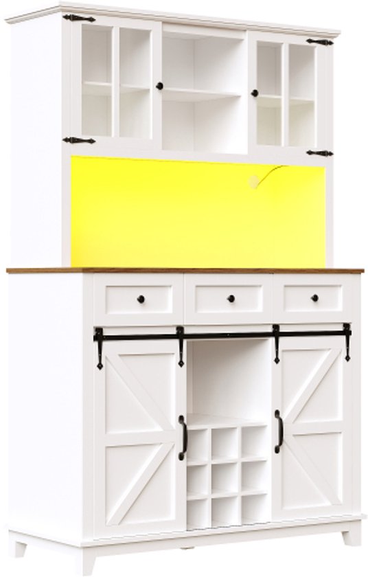 Keukenkast (105×38,4×180cm), hoog keukenbuffet, vitrinekast, buffetkast ...