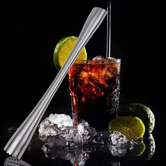 Cocktail stamper van roestvrij staal - perfect voor muddlen - 16 cm | bol