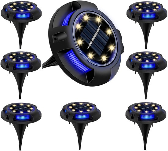 Solar Grondspots met 12LED Spotjes(8stuks) - RVS Grond Spots op Zonne ...