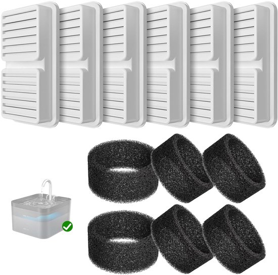 Vervangingsfilterset voor kattenwaterfontein - set van 6 - effectieve ...