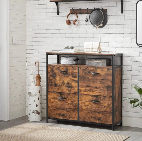 Schoenenkast - Schoenrek - 4 Flappen - 20 Paar Schoenen - 98.3x30x95cm ...