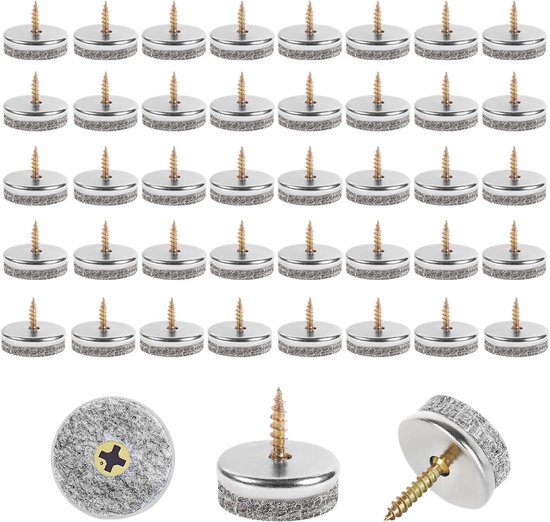 40 Pack of 20mm Felt Glides with Screws - Ideal for Furniture | bol