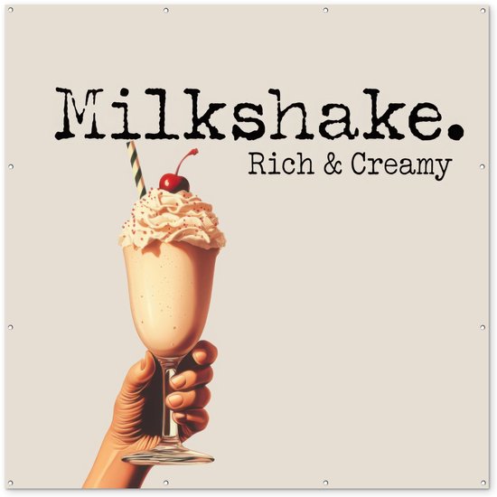 Tuinposter 200x200 cm - Tuindecoratie Milkshake - Kers - Rietje ...