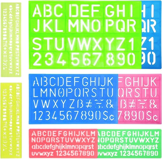 Set of 8 Plastic Letter Templates, Number Alphabet Templates, Small ...