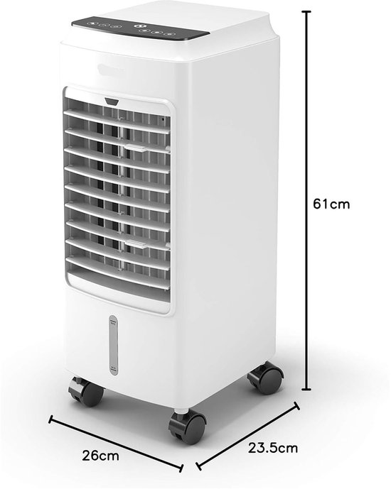Mobiele airco - Luchtkoeler met 4 liter watertank - 350 m³/u, 57 dB | bol