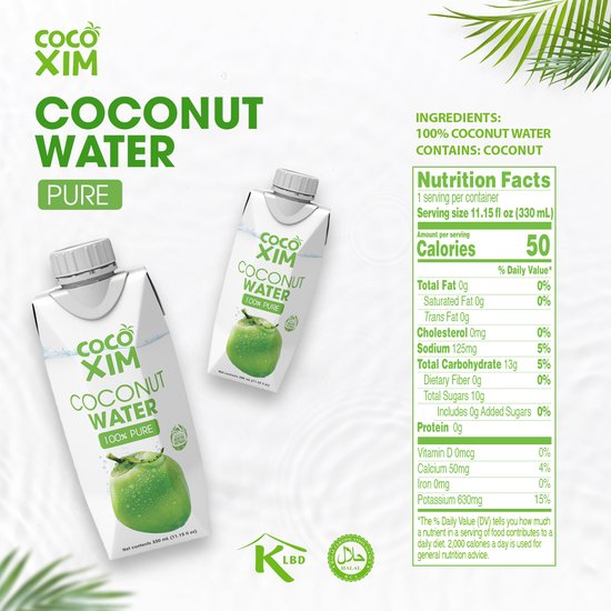 Cocoxim 100% Pure kokoswater - 12x330ml - pure coconut water - Coco Xim ...