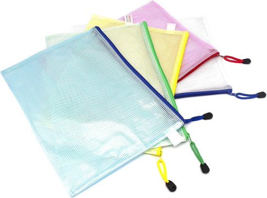 JGS Premium - 5-delige plastic mappen set met ritssluiting - extra ...