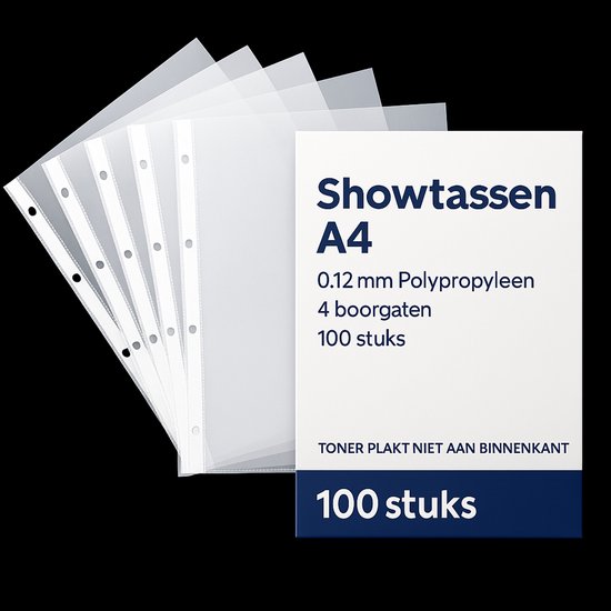 Showtassen A4 – 0.12 mm Polypropyleen – 4-gaats – 100 stuks – Witte ...