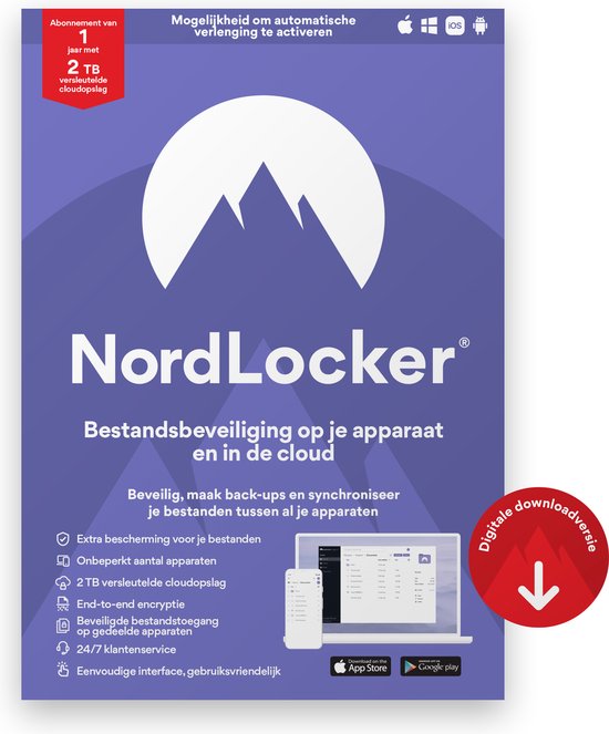 NordLocker - Persoonlijke Bestandskluis - 2 TB Cloudopslag - 1-jarig Abonnement - PC,... | bol