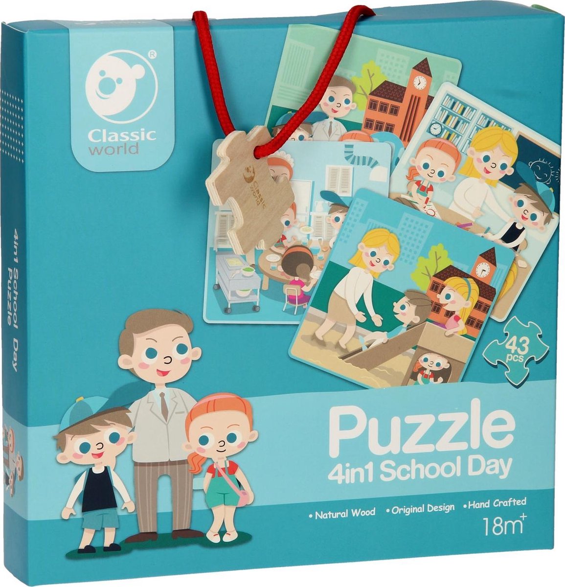 CLASSIC WORLD Puzzel 4in1 Dag op school | bol.com