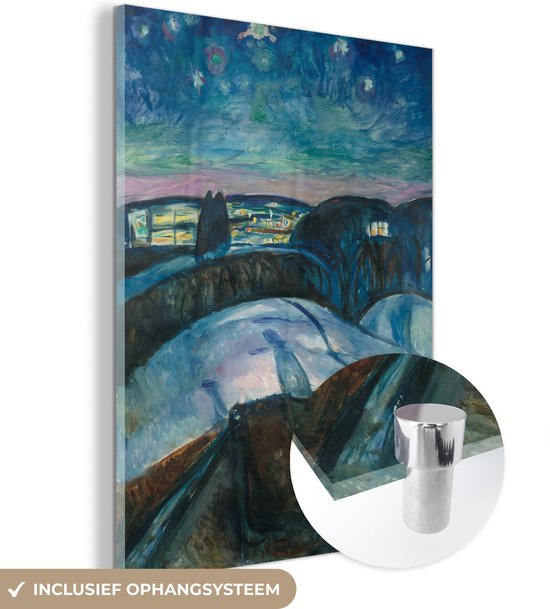 MuchoWow® Glasschilderij 30x40 cm - Schilderij acrylglas - Starry night ...