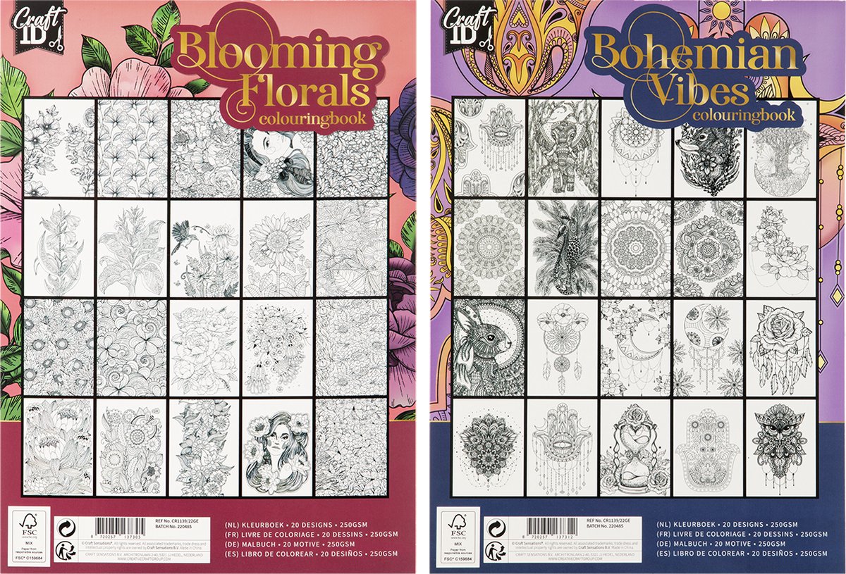 Craft ID Colouringbook for Adults | Set van 2 | Geschikt voor markers ...