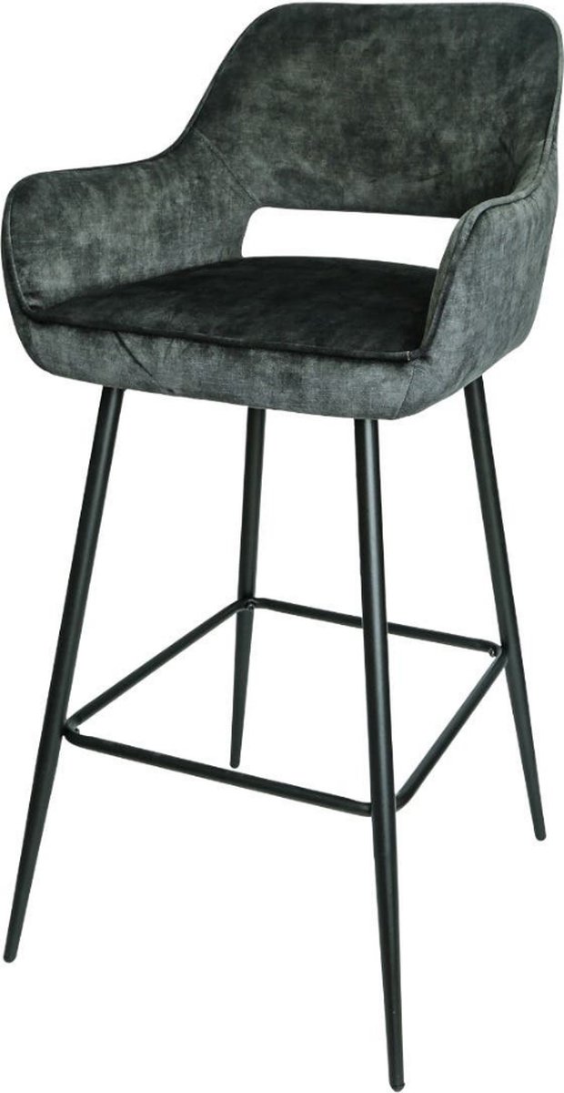 PTMD Fallon Velvet Barstoel - Antraciet | bol.com
