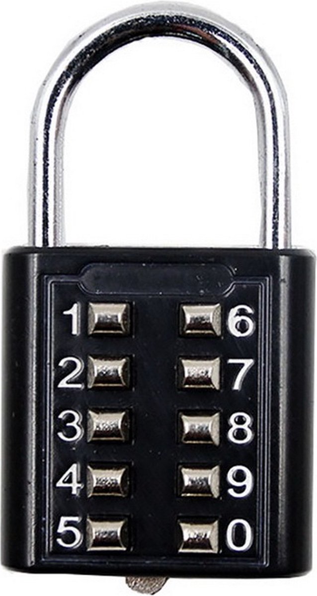 Hangslotje met Cijfercode – 10 Cijfers – Zwart – Cijferslot voor ...