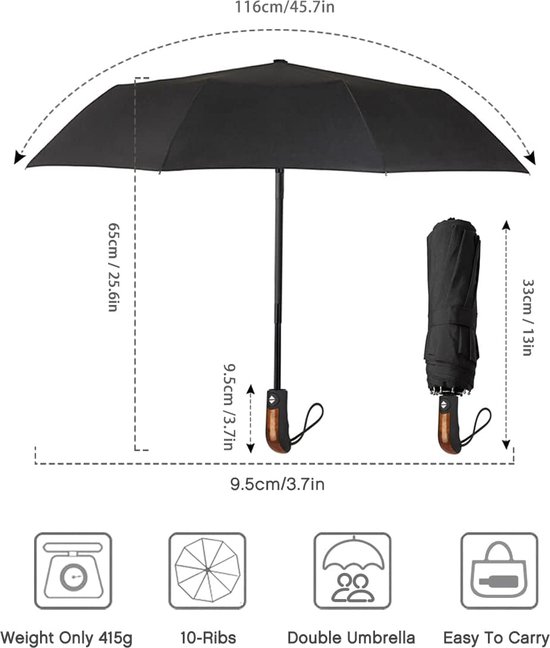 KASTEWILL Paraplu Winddichte, Opvouwbare Paraplu Storm Automatische ...