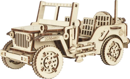 Bouwpakket Legervoertuig Jeep van hout | bol