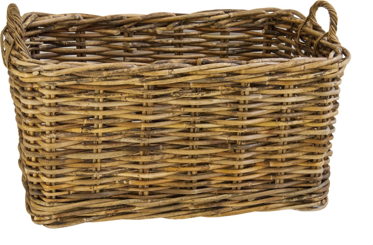 Rieten Opbergmand Rechthoek op wielen - Houtmand - Plantenmand | bol